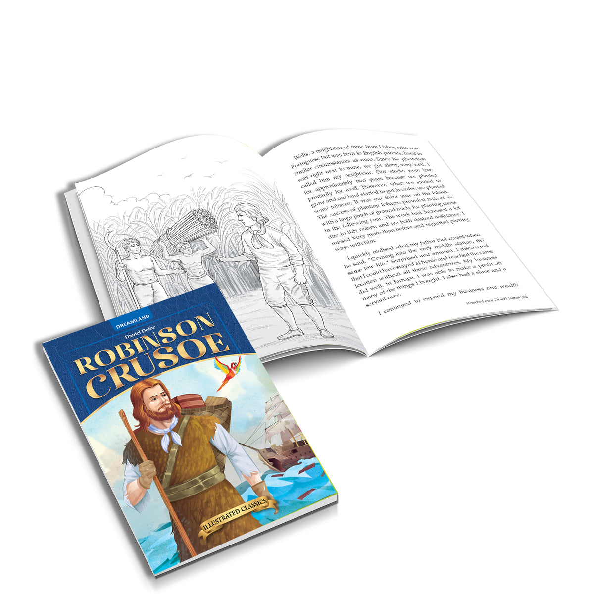 Robinson Crusoe- Illustrated Abridged Classics with Practice Questions ...