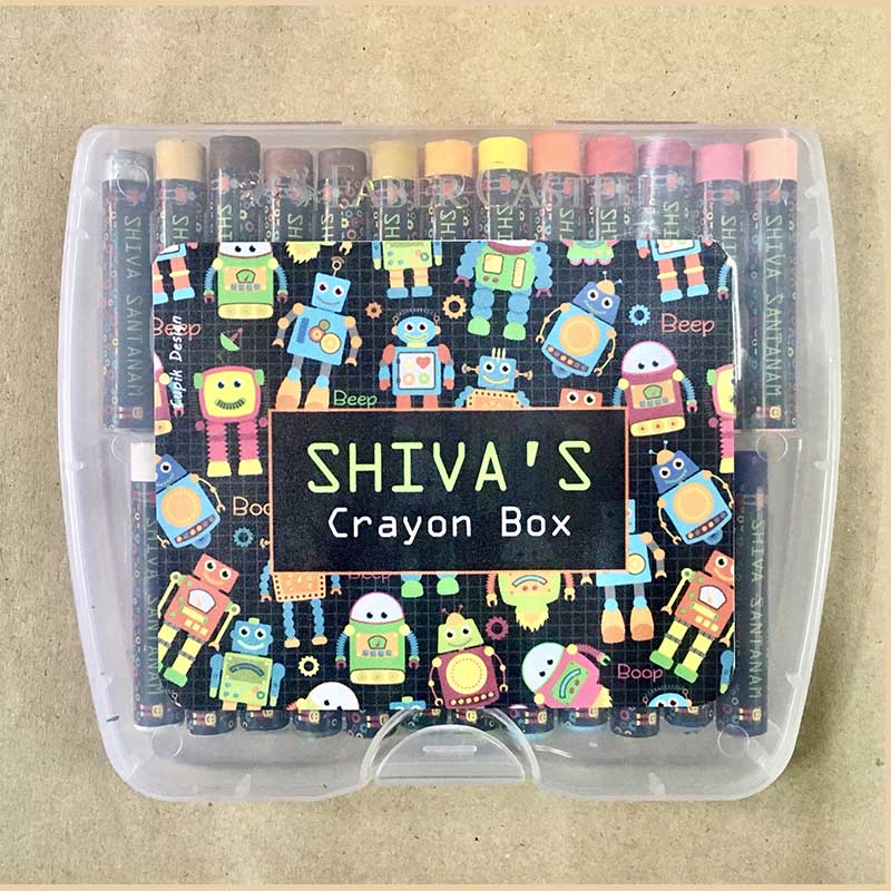 Personalised Crayon Box Set | Robot – mumma.com