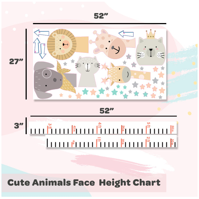 Cute Animals Face | Height Chart Wall Sticker – mumma.com