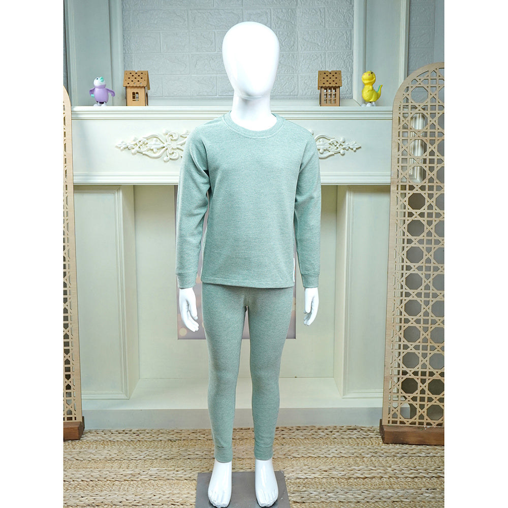 Stripes Dark Green Round Neck Upper & Lower Body Thermal Winter Warmer ...