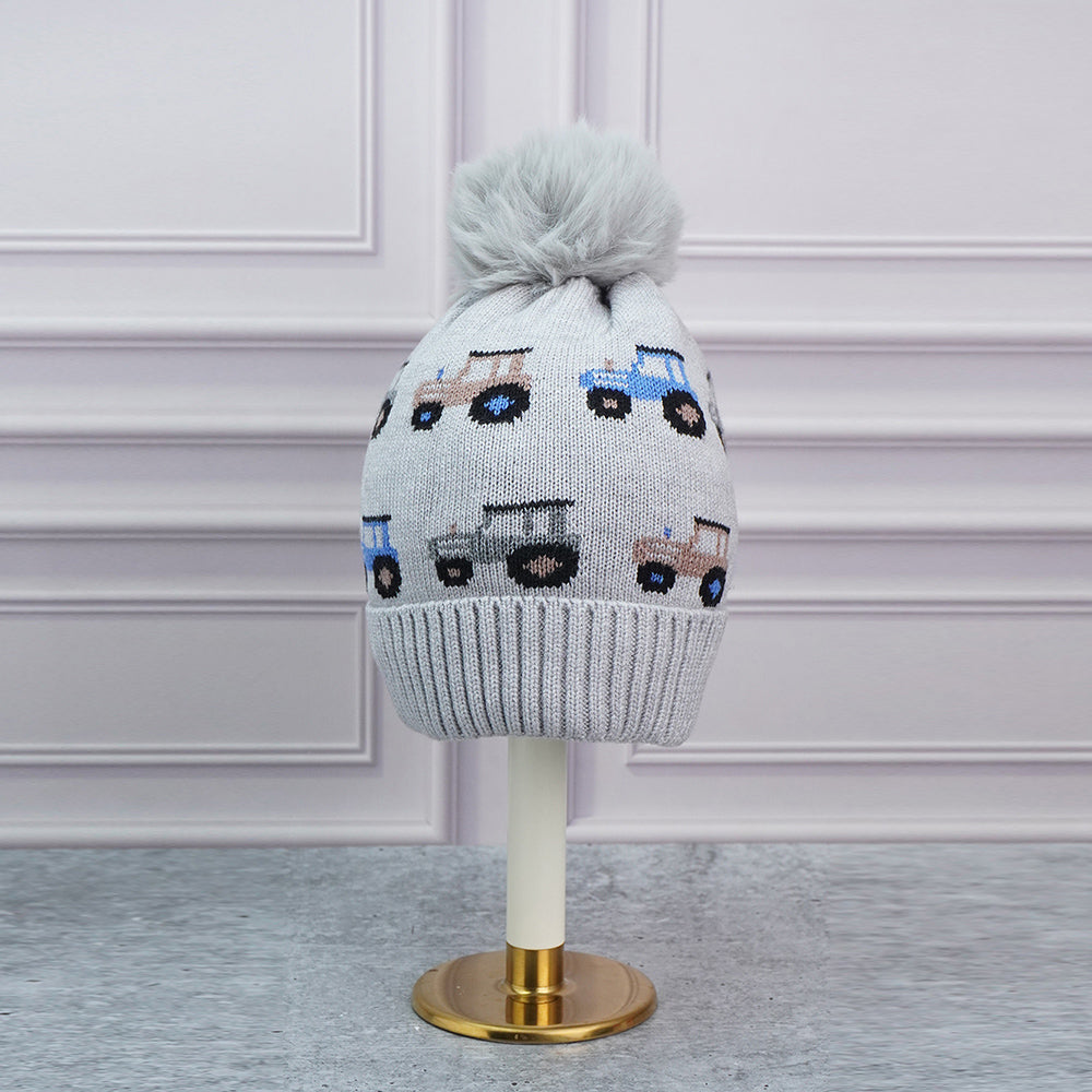 2Pcs Grey Cars Themed Beanie Winter Cap With Matching Neck Cuff Style ...