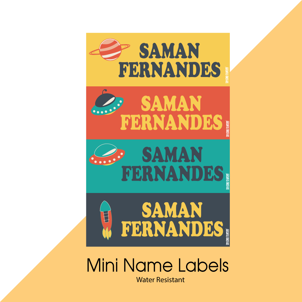 Personalised Mini Name Labels | Space – mumma.com