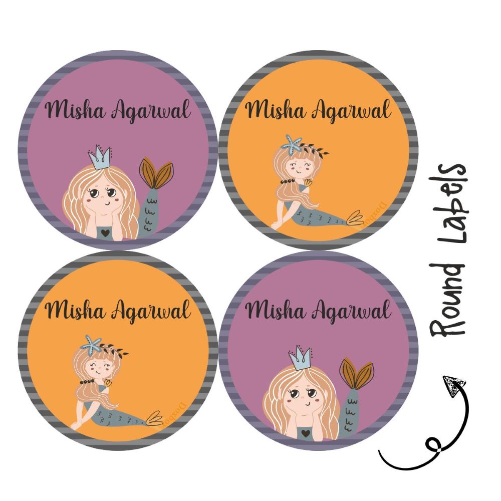 Personalised Round Name Labels | Mermaid Queen – mumma.com