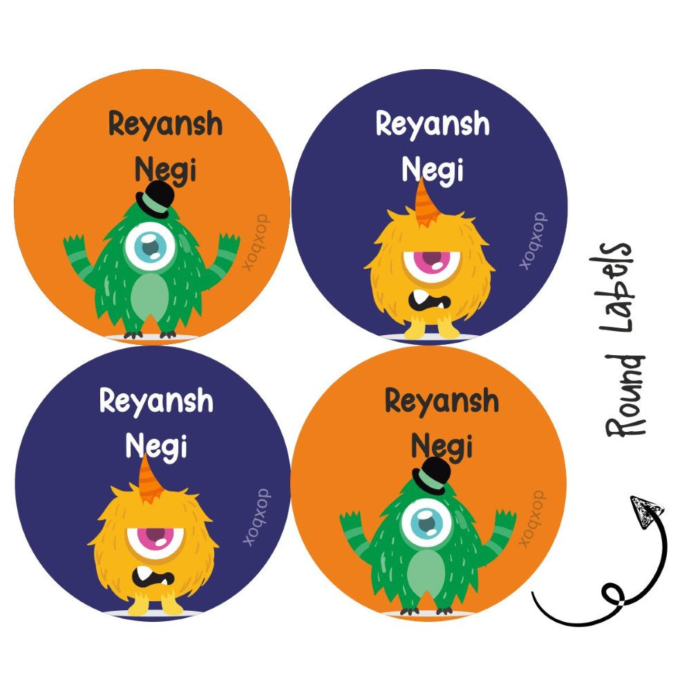 Personalised Round Name Labels | Monster – mumma.com