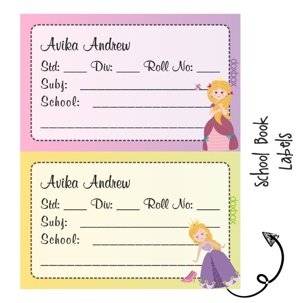 Personalised School Book Labels | Cute Princess – mumma.com