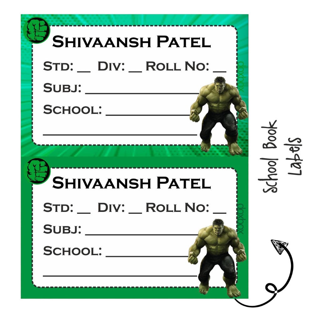 Personalised School Book Labels | Hulk – mumma.com