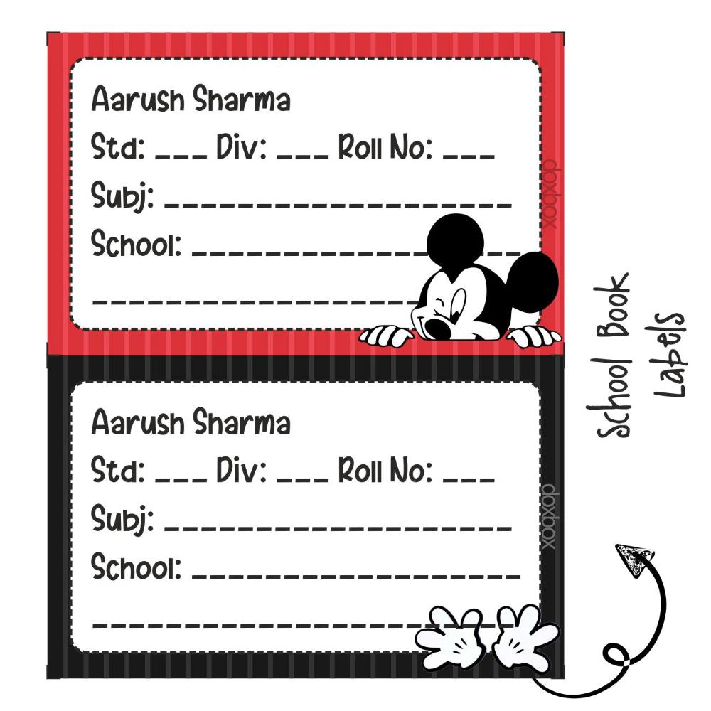 Personalised School Book Labels | Mickey Mouse – mumma.com