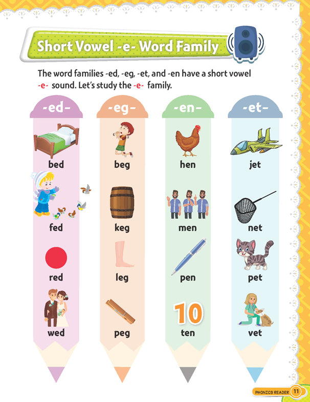 Phonics Reader - 3 (Word Families Short and Long Vowel Sounds) Age 6 ...
