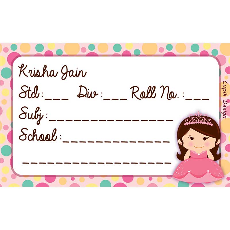 Personalised School Book Labels | Pink Princess – mumma.com
