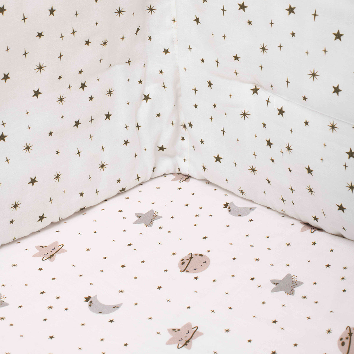 Organic Fitted Cot Sheet- Moon & Stars – mumma.com