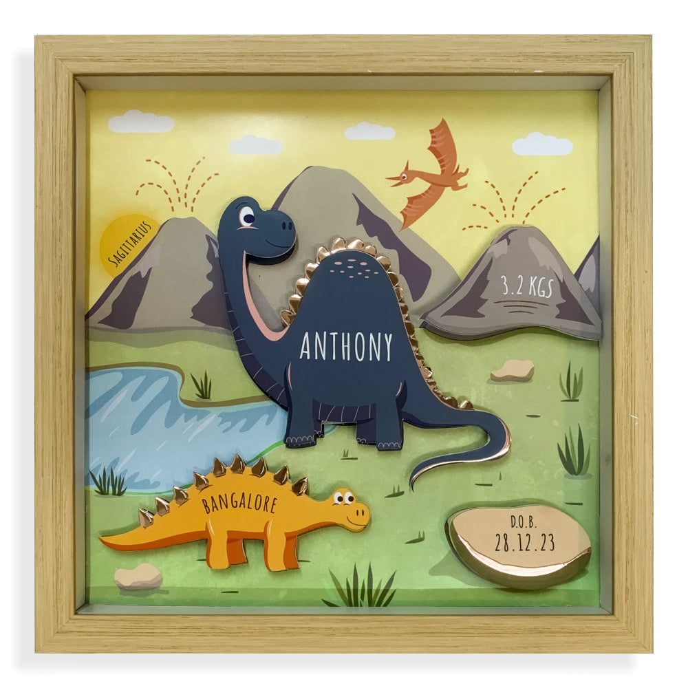 Personalised Shadow Box Frame with Rose Gold Foil | Dinosaurs – mumma.com