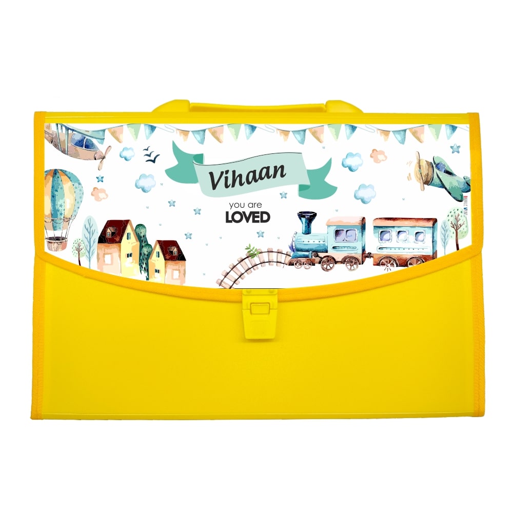 Personalised Expanding Yellow Folder | Up In The Sky – mumma.com