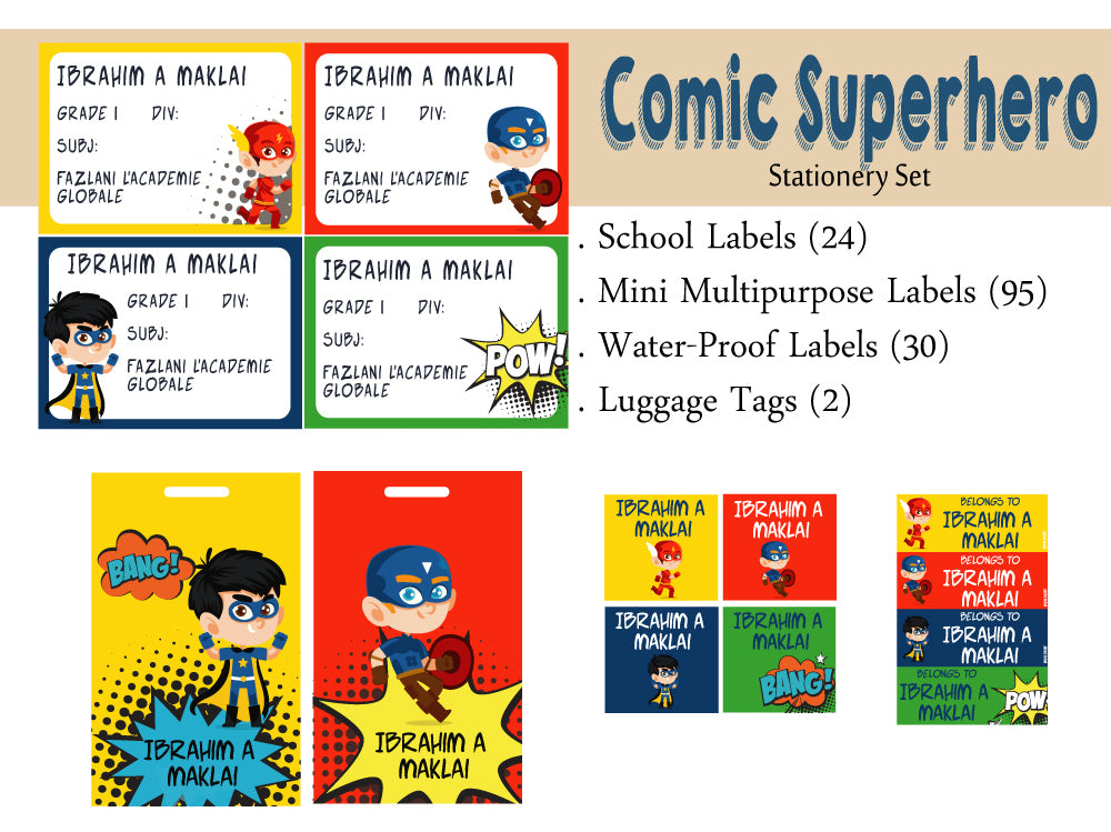 Personalised Label Set | Comic Superhero – mumma.com